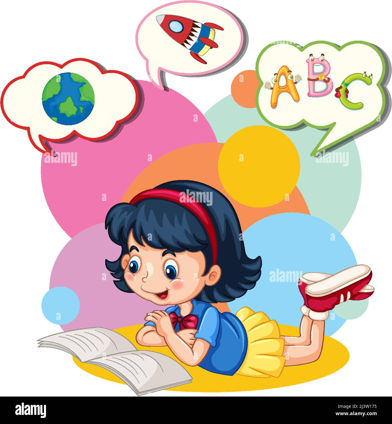 Speech bubble with girl reading book illustration Stock Vector Image ...