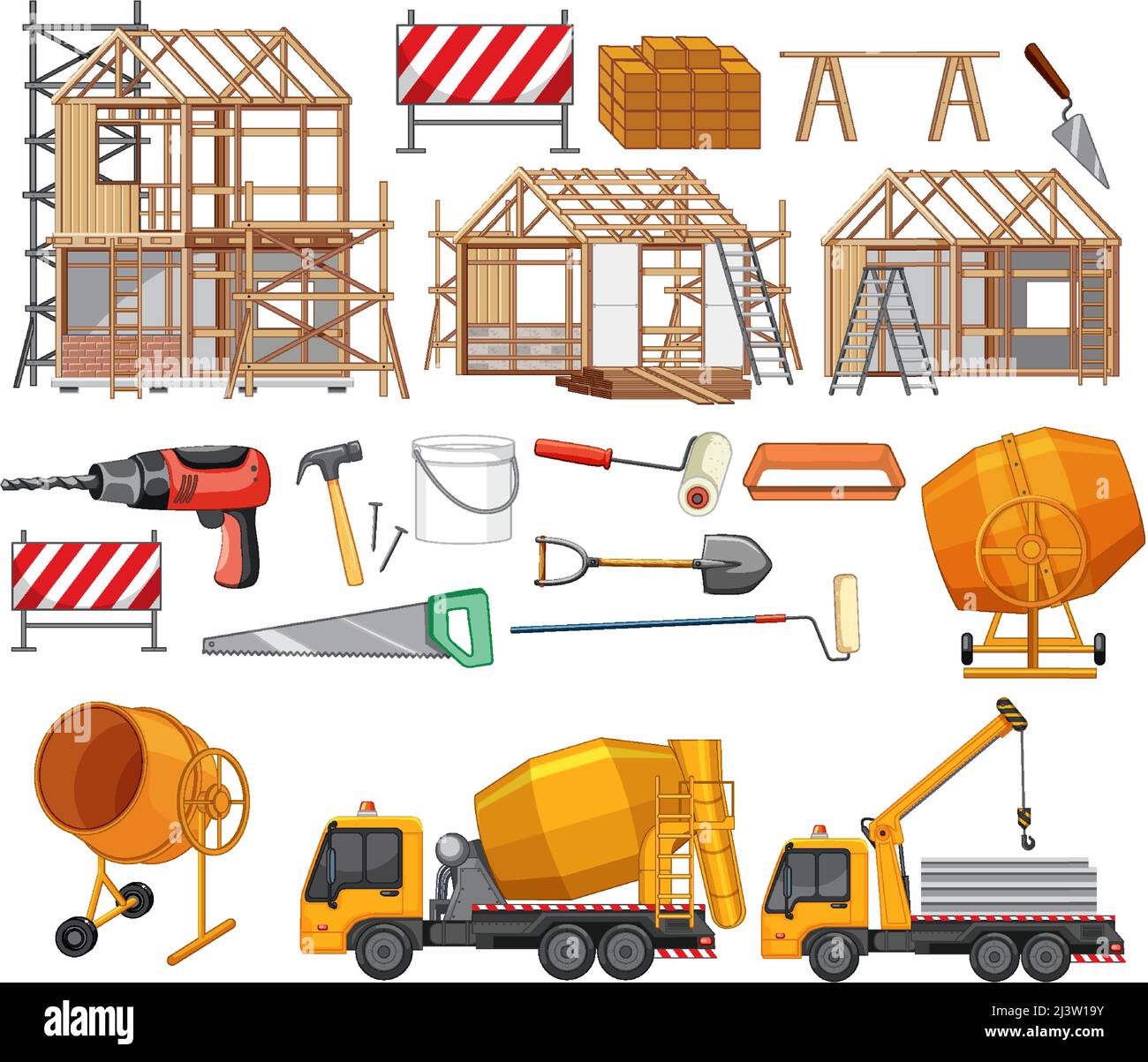 Set of construction site objects illustration Stock Vector Image & Art ...