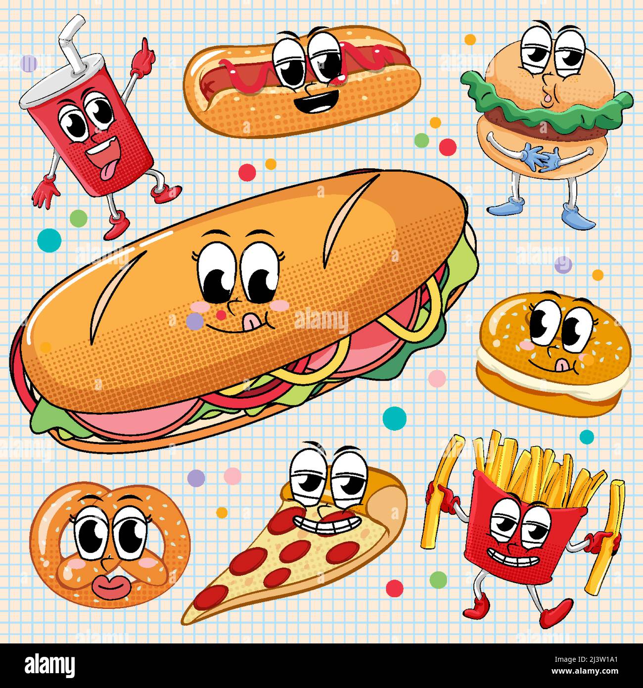 Seamless background with food theme illustration Stock Vector Image ...
