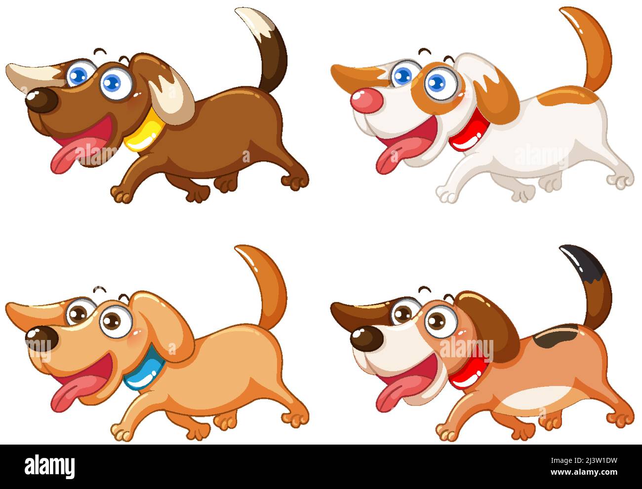 Set of cute dog cartoon character illustration Stock Vector Image & Art ...