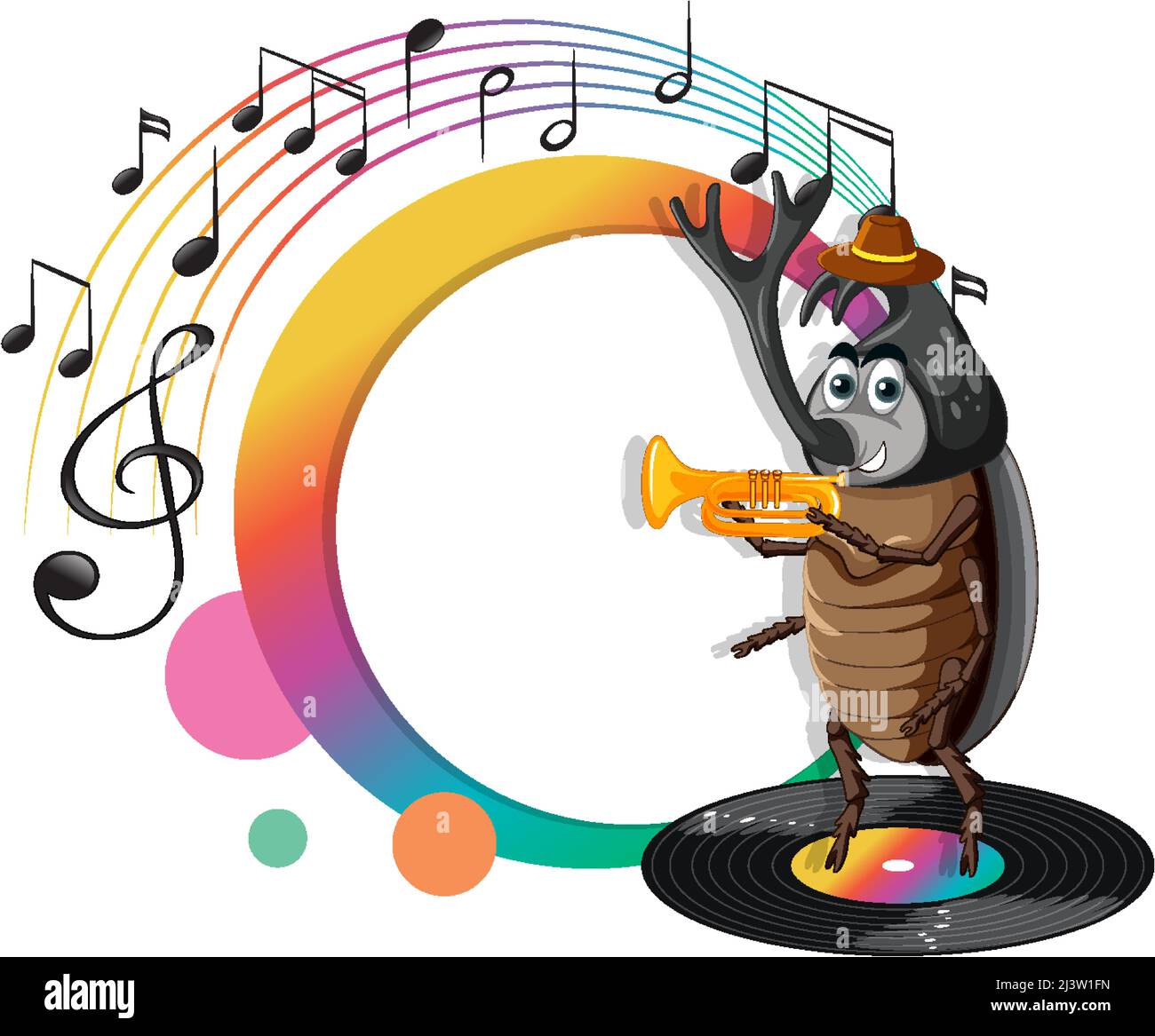 A beetle playing trumpet cartoon character illustration Stock Vector ...