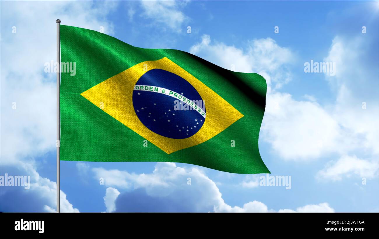 The Brazilian flag. Motion. A developing flag of a Latin American ...