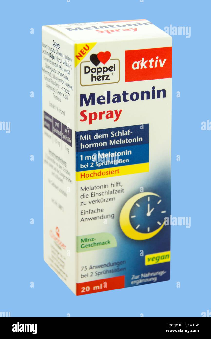 Hamburg, Germany - April 4 2022: Melatonin Spray Doppelherz Aktiv with ...