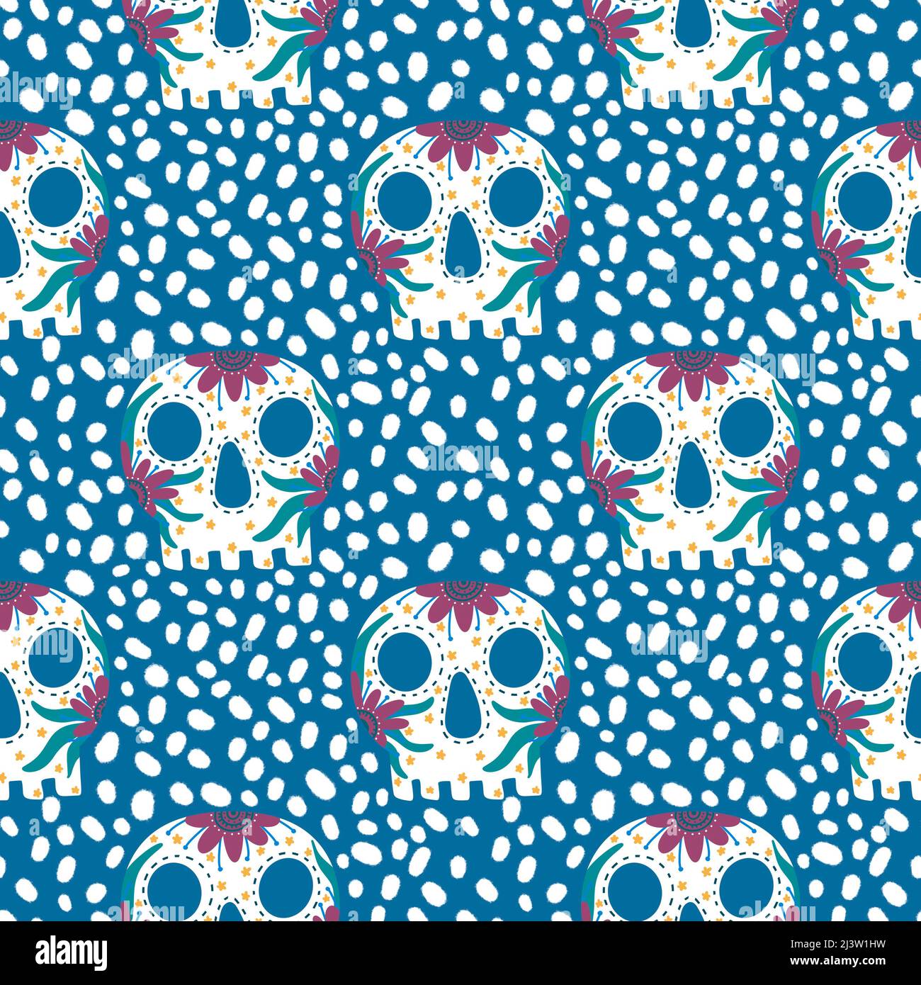Seamless sugar skulls pattern for fabrics and textiles and packaging ...
