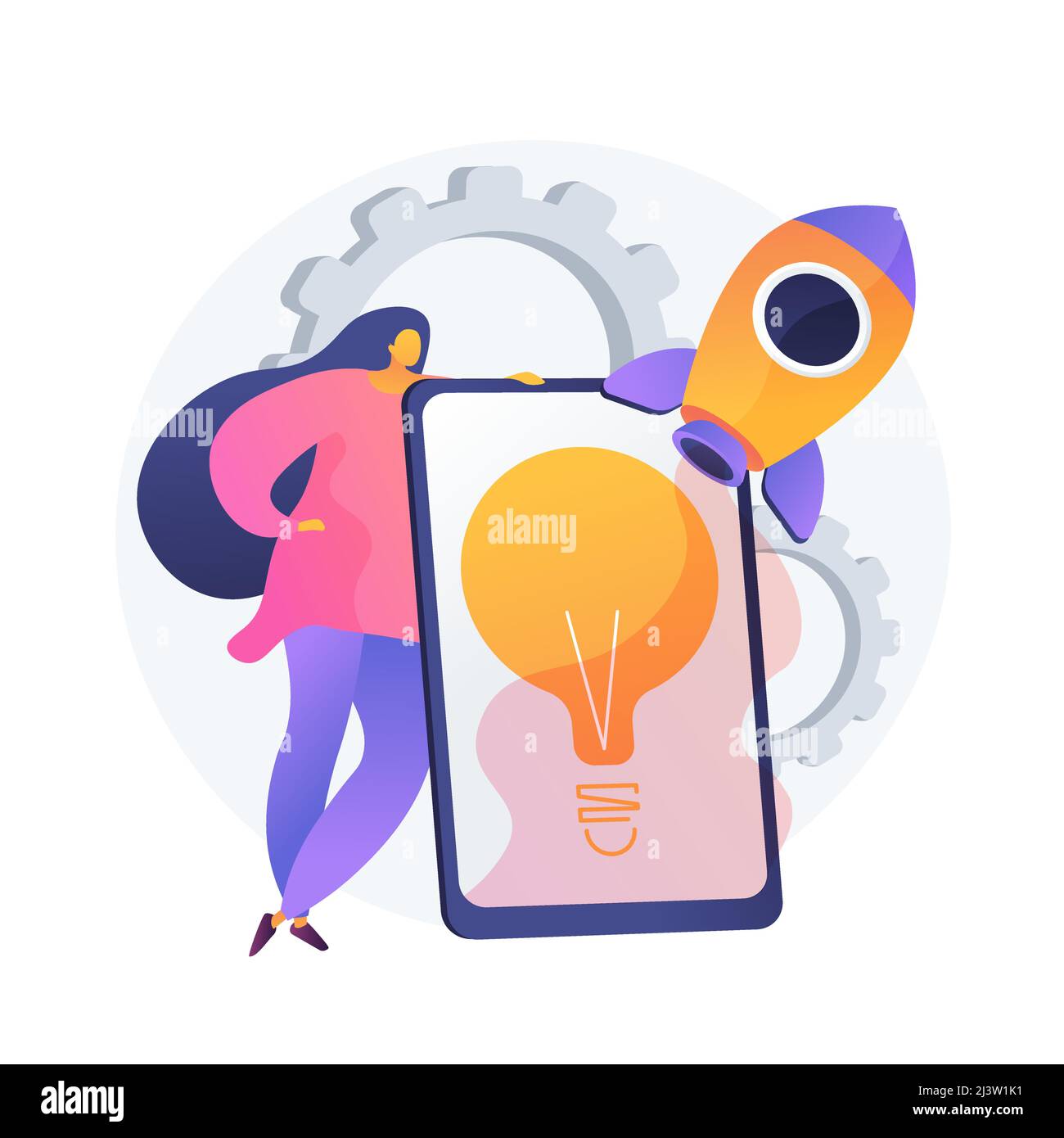 Idea implementation. Launching startup, creative thinking, innovative ...