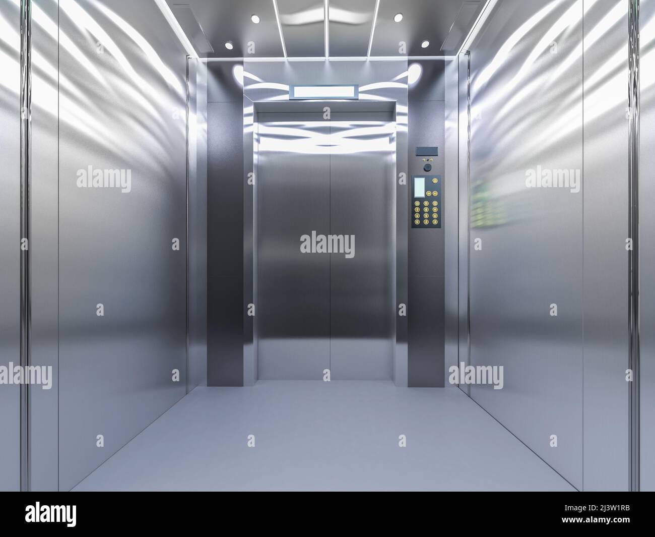 3d rendering metallic elevator or passenger lift door open Stock Photo ...