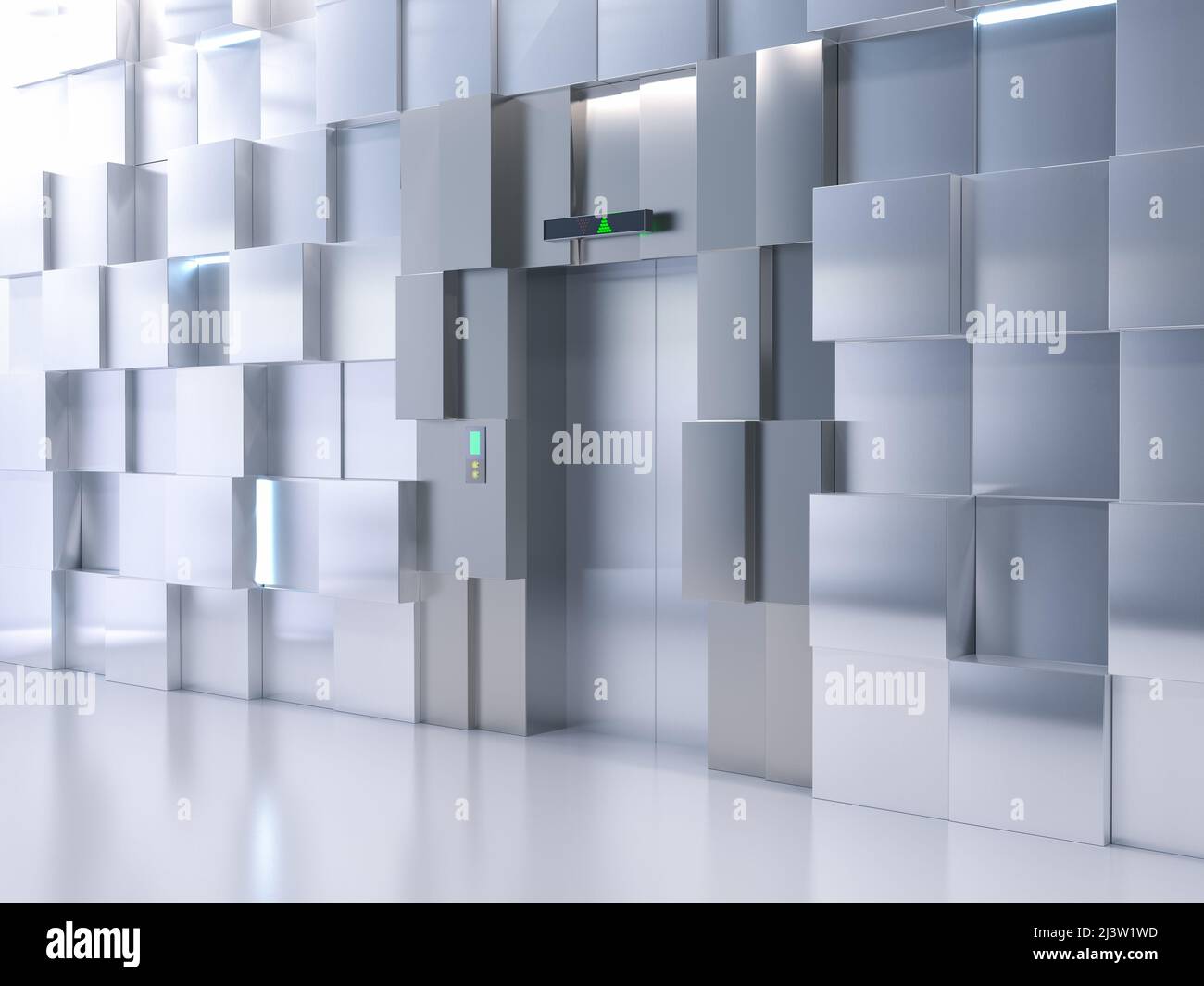 3d rendering metallic elevator or passenger lift Stock Photo - Alamy
