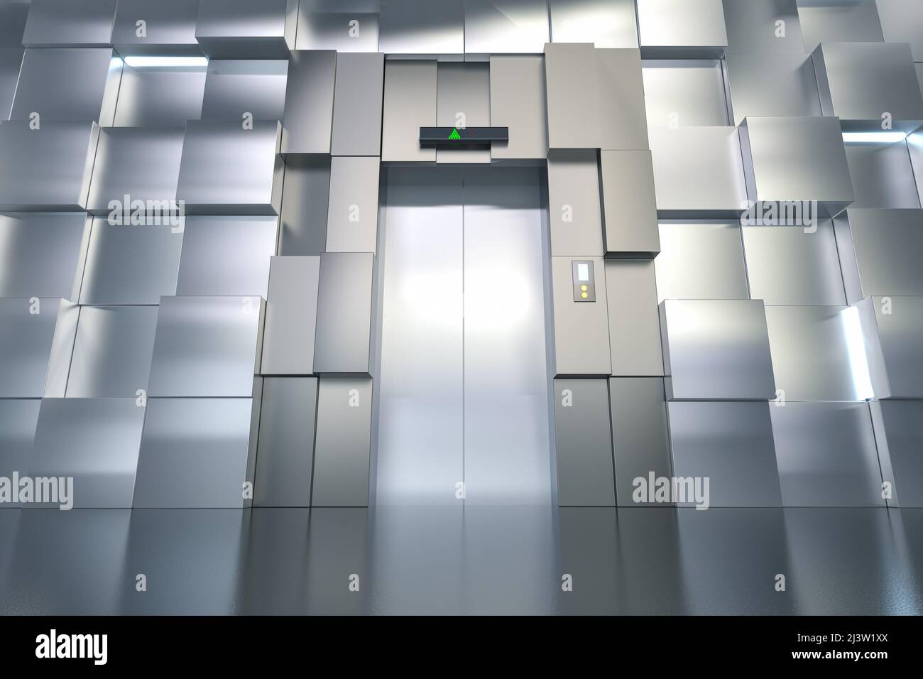3d rendering metallic elevator or passenger lift Stock Photo - Alamy