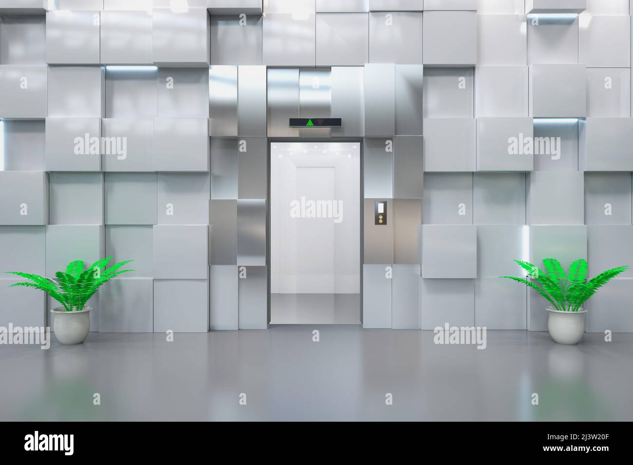 3d rendering metallic elevator or passenger lift Stock Photo - Alamy
