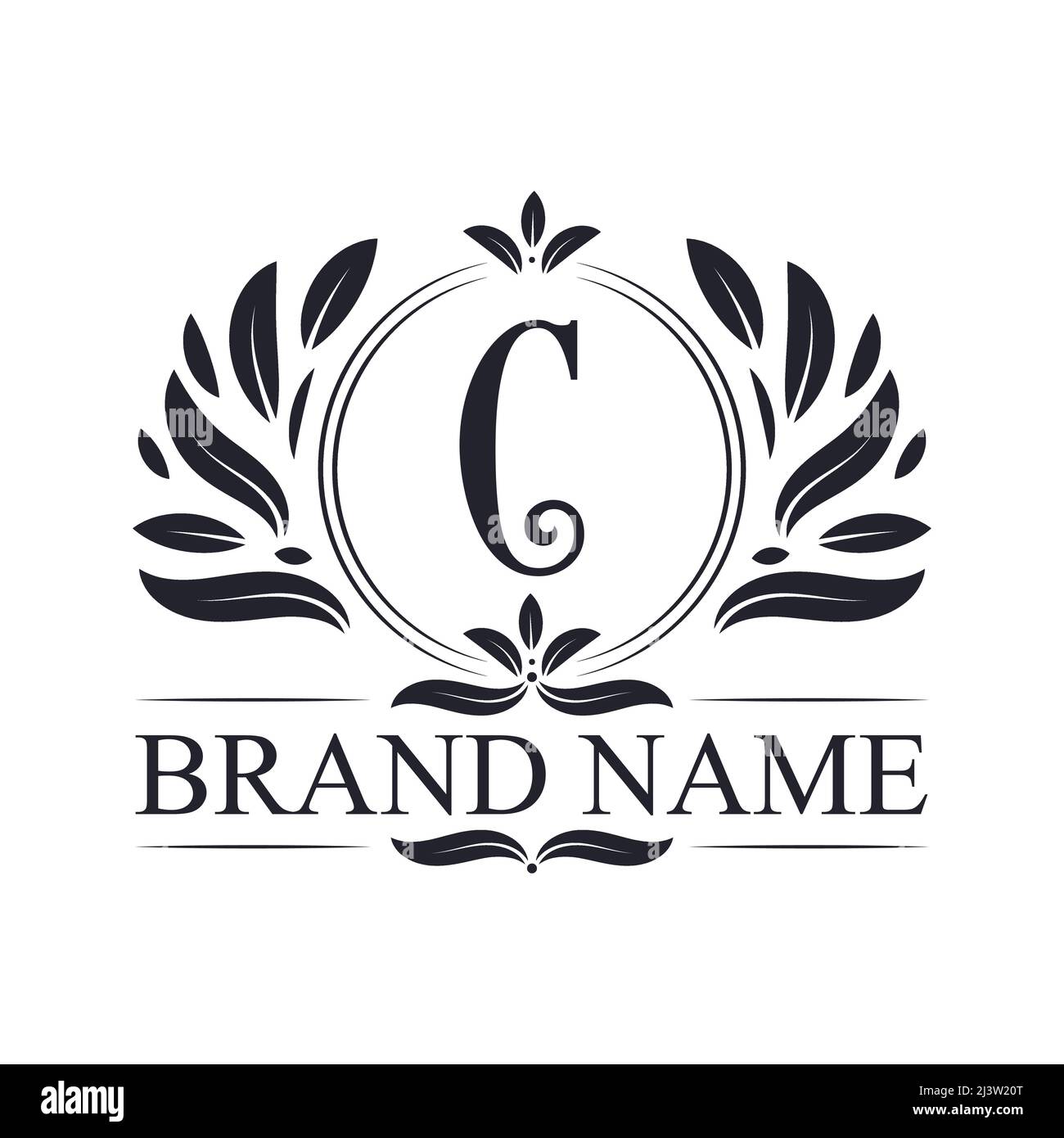 Golden ornamental alphabet C letter logo design. Luxurious golden ...