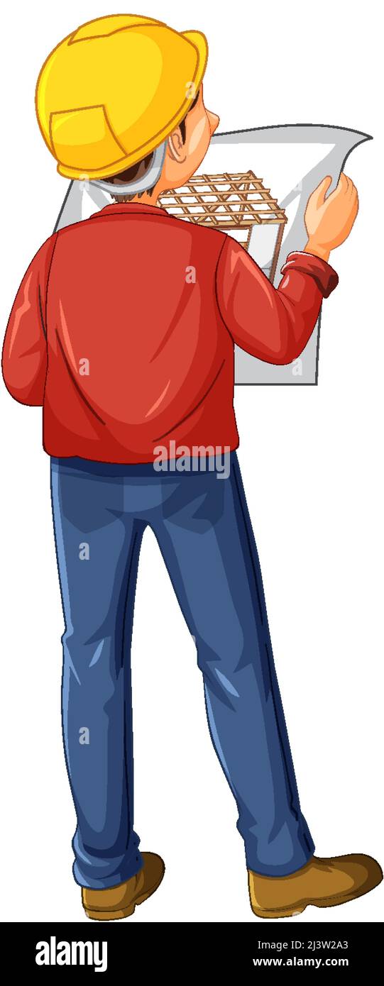 Back side of a construction worker illustration Stock Vector Image ...