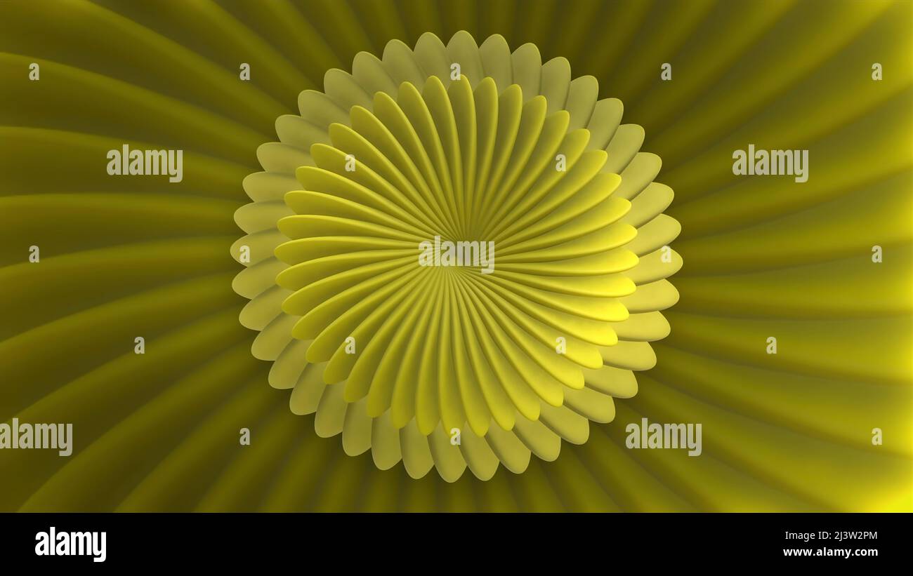 Moving round pattern with petals. Motion. Geometric 3d flower rotates ...