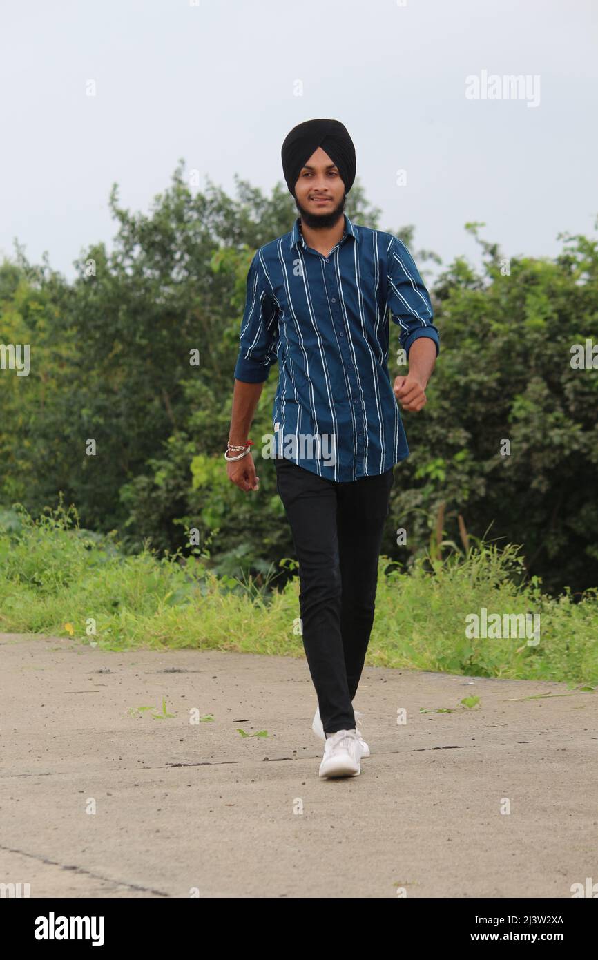 portrait of Young happy Indian sikh handsome man with smile, Mumbai ...