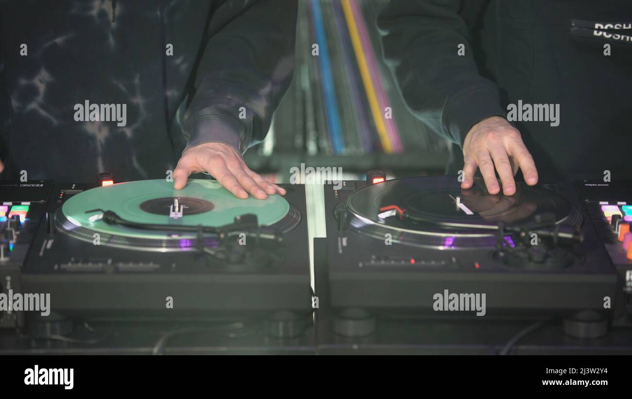 Dj mixing vinyl records on hi-res stock photography and images - Alamy