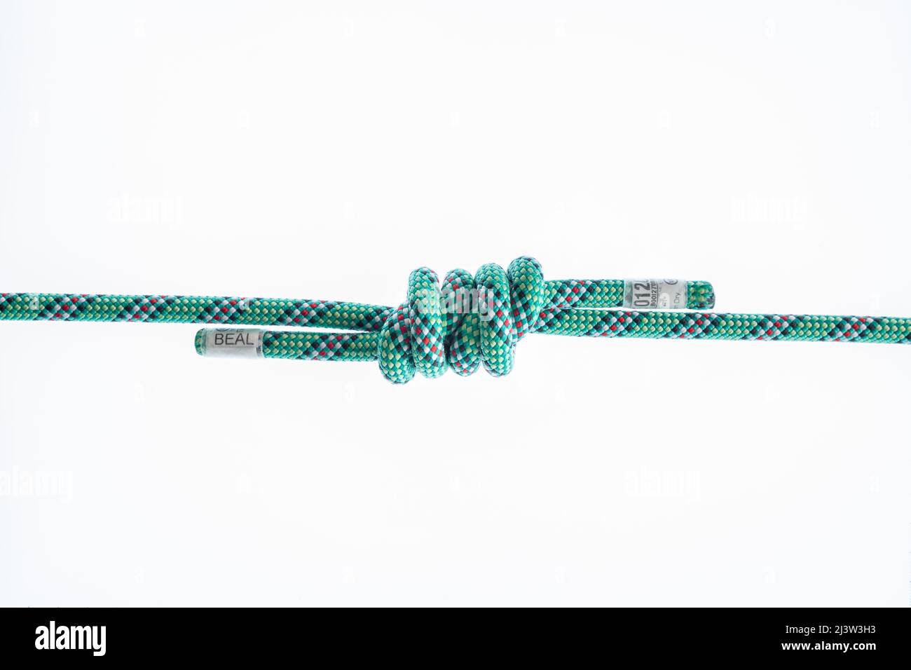 Double fisherman's knot to overlap the two ends of the rope Stock Photo ...