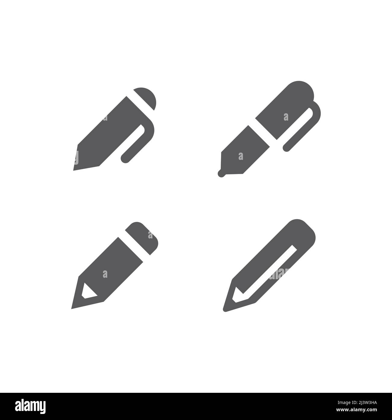 Pen and pencil black vector icon set. Simple filled icons Stock Vector ...
