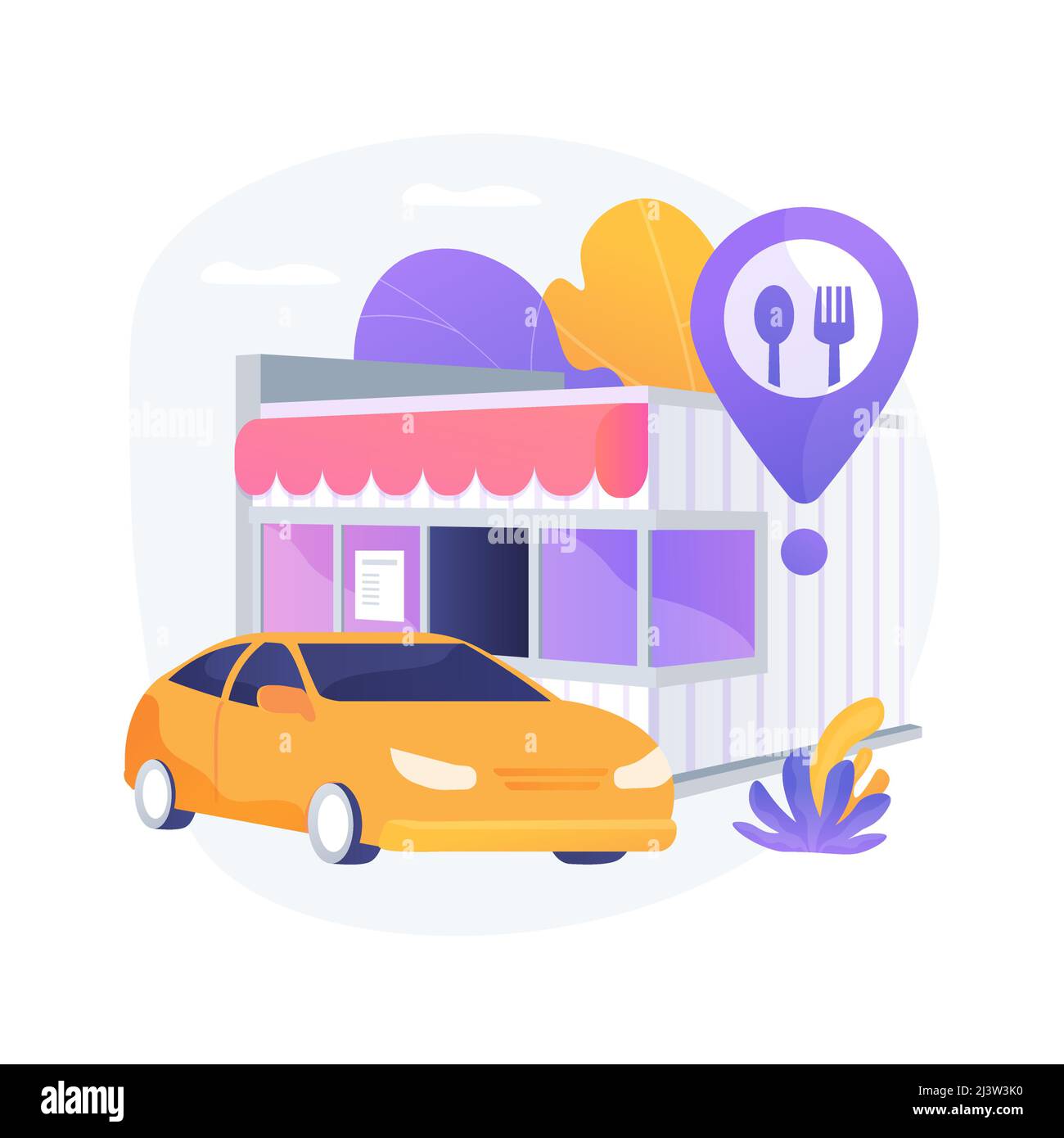 Drive-in restaurant abstract concept vector illustration. Drive-through ...