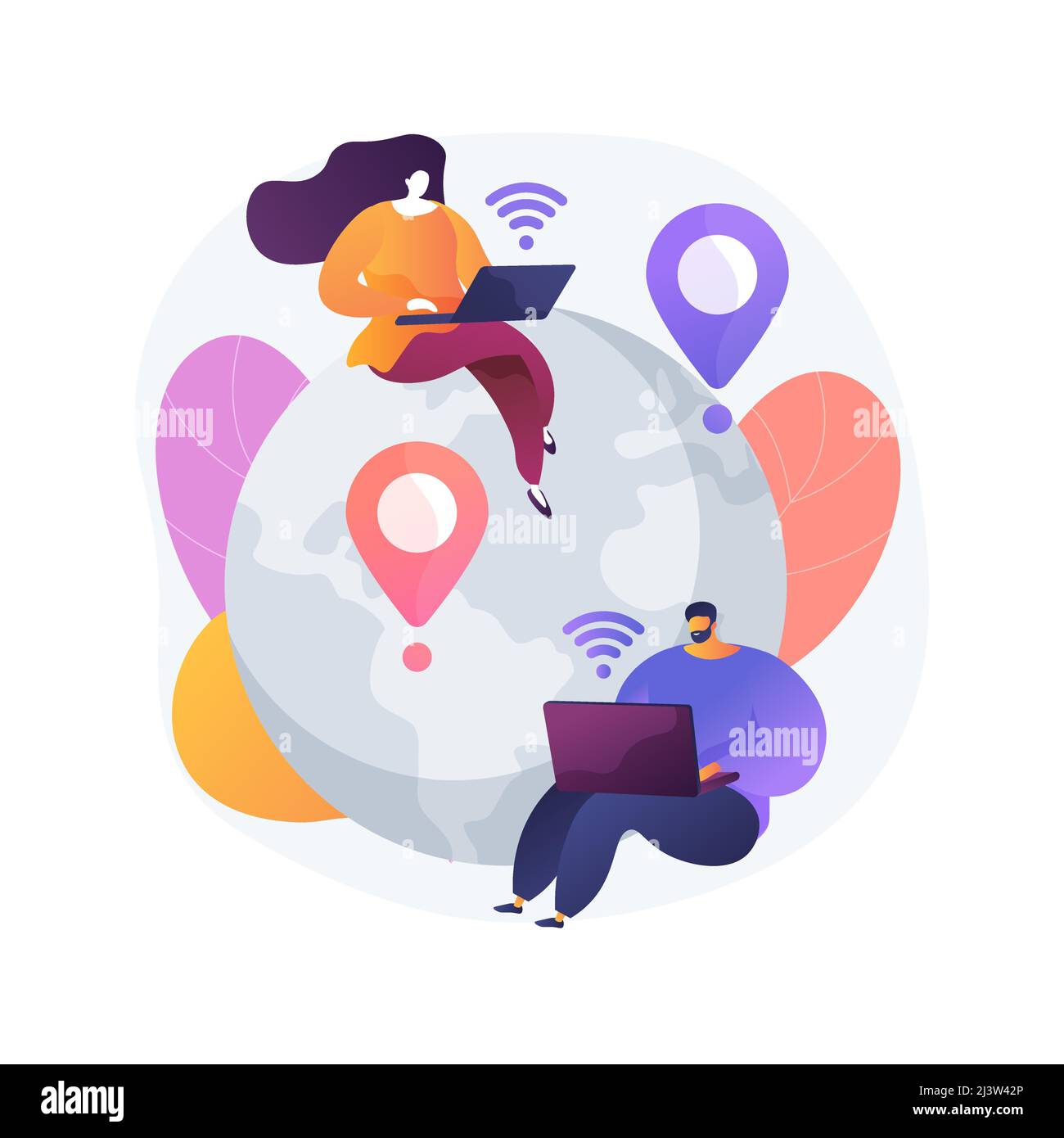 Distance working abstract concept vector illustration. Distance office ...