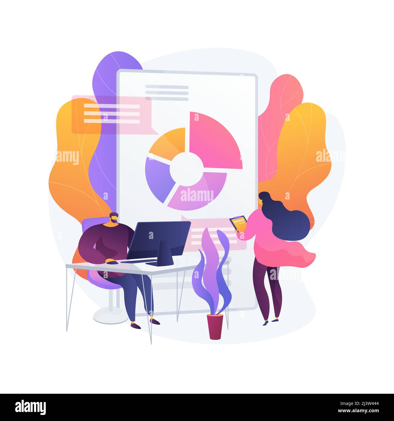 Biophilic design in workspace abstract concept vector illustration ...