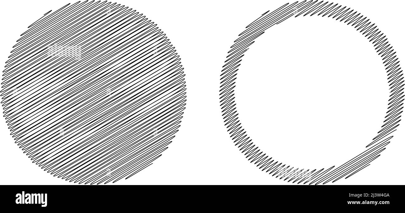 Circle and ring sketch, doodle, scrawl random lines vector elements ...