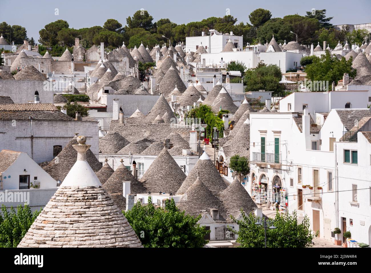 Alberobello town in Italy, famous for its traditional trullo houses ...