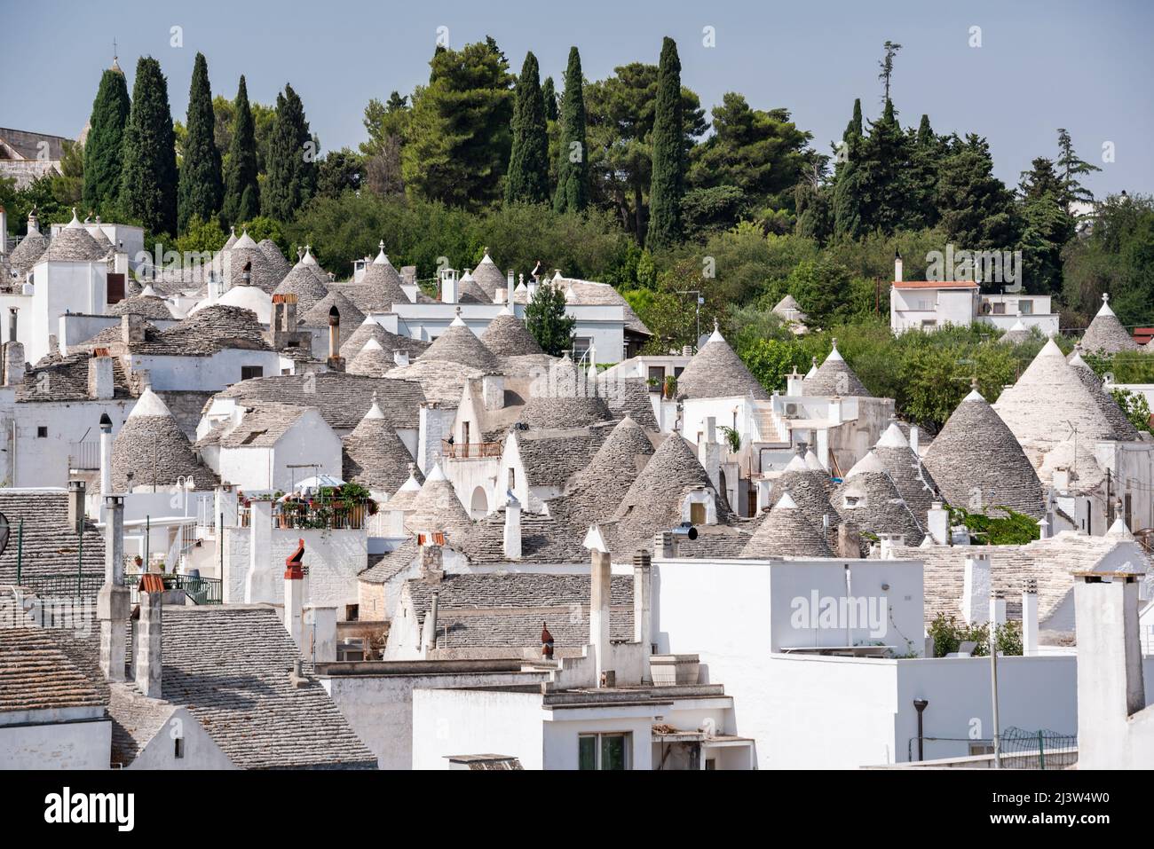 Alberobello town in Italy, famous for its traditional trullo houses ...
