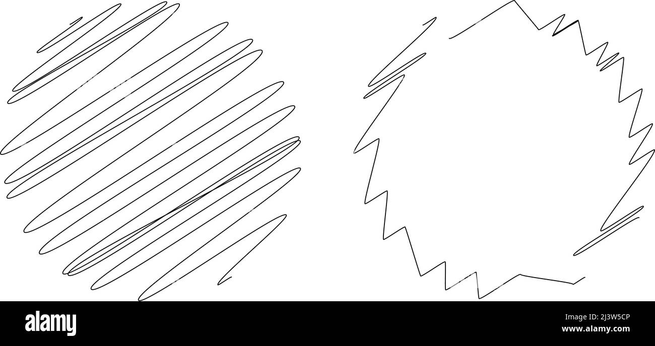 Circle and ring sketch, doodle, scrawl random lines vector elements ...