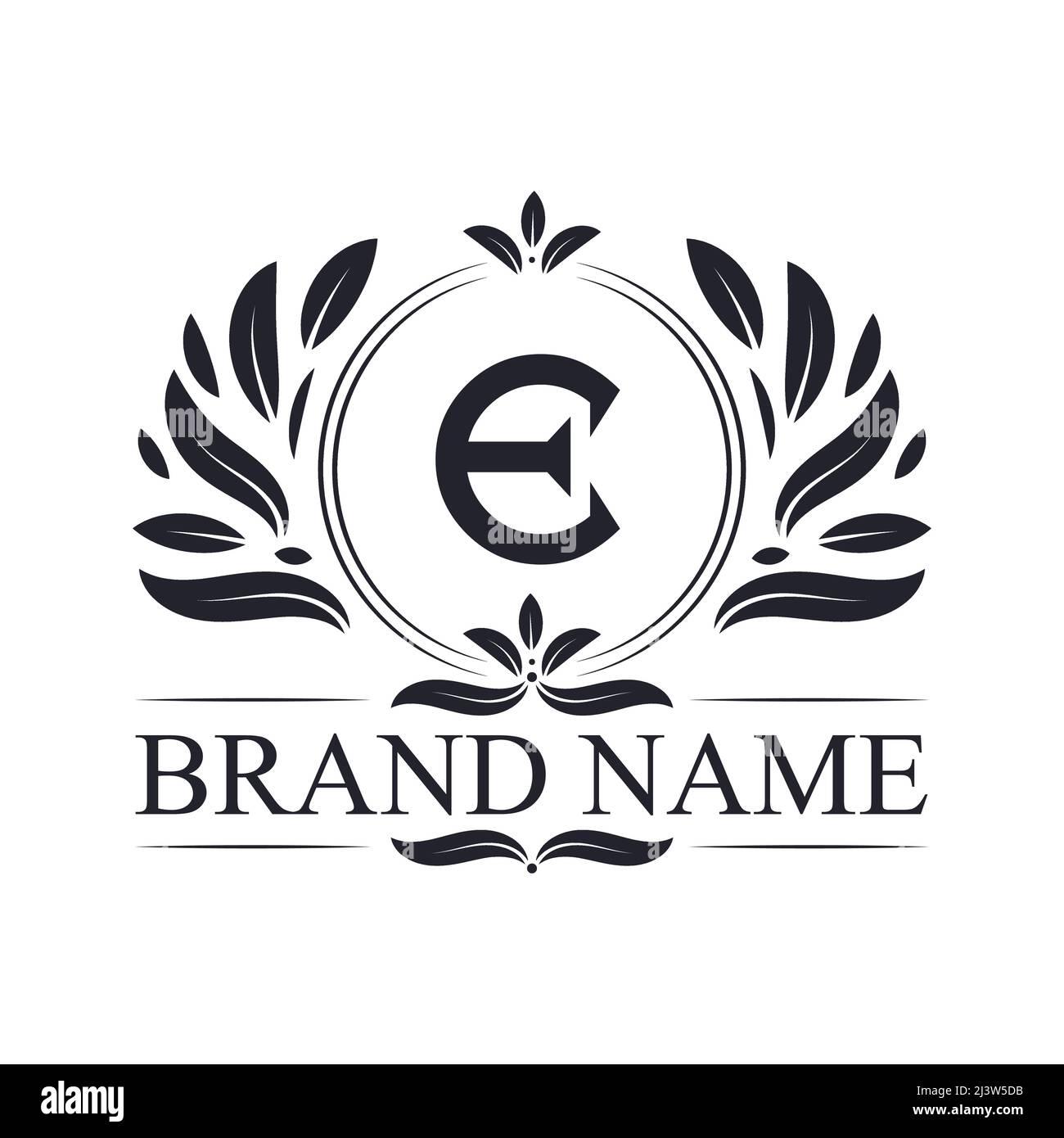 Golden ornamental alphabet E letter logo design. Luxurious golden ...