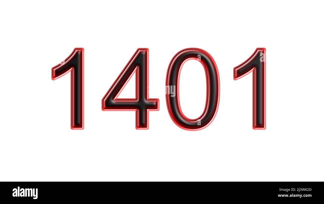 red 1401 number 3d effect white background Stock Photo - Alamy