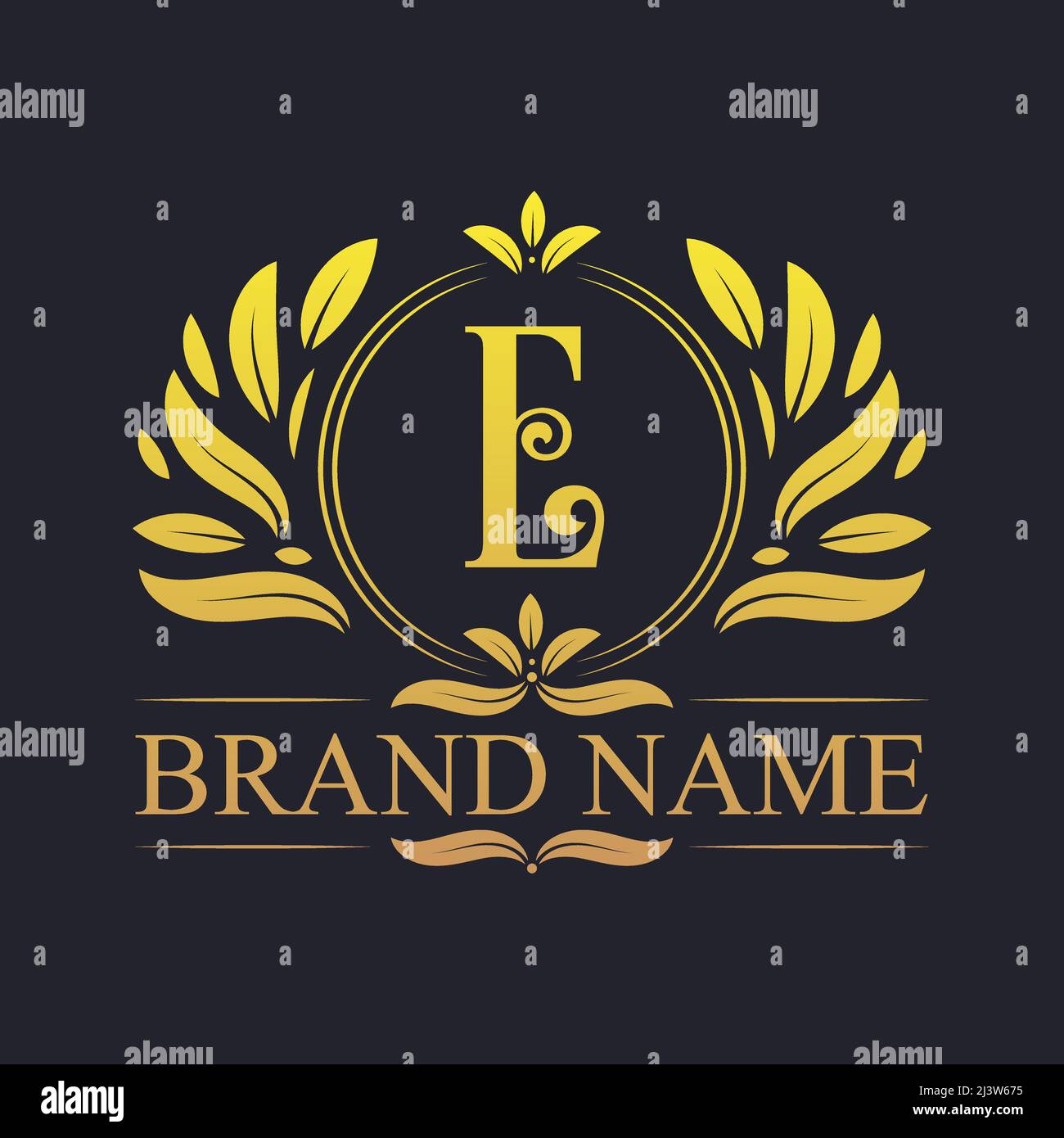 Golden vintage ornamental alphabet E logo design. Luxurious golden ...