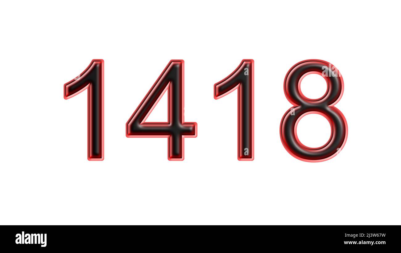 red 1418 number 3d effect white background Stock Photo - Alamy