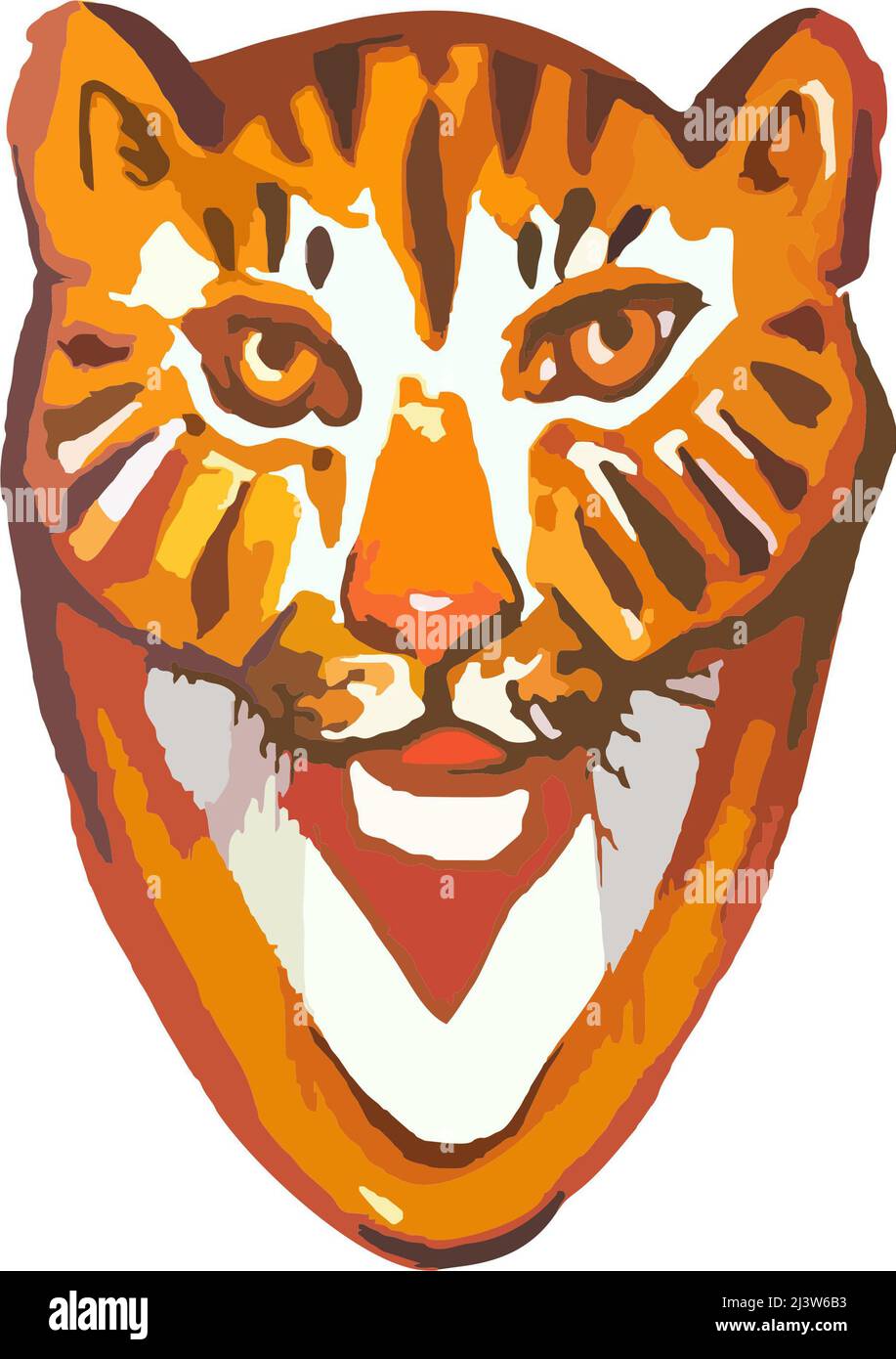 Tiger head symbol on a white backdrop for prints on T-shirts or ...