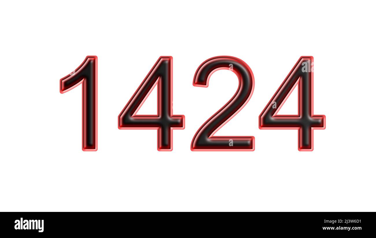 red 1424 number 3d effect white background Stock Photo - Alamy