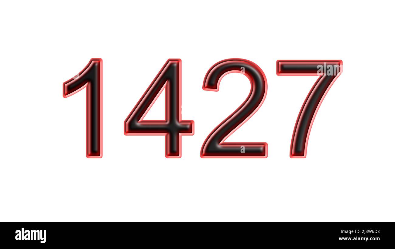 red 1427 number 3d effect white background Stock Photo - Alamy