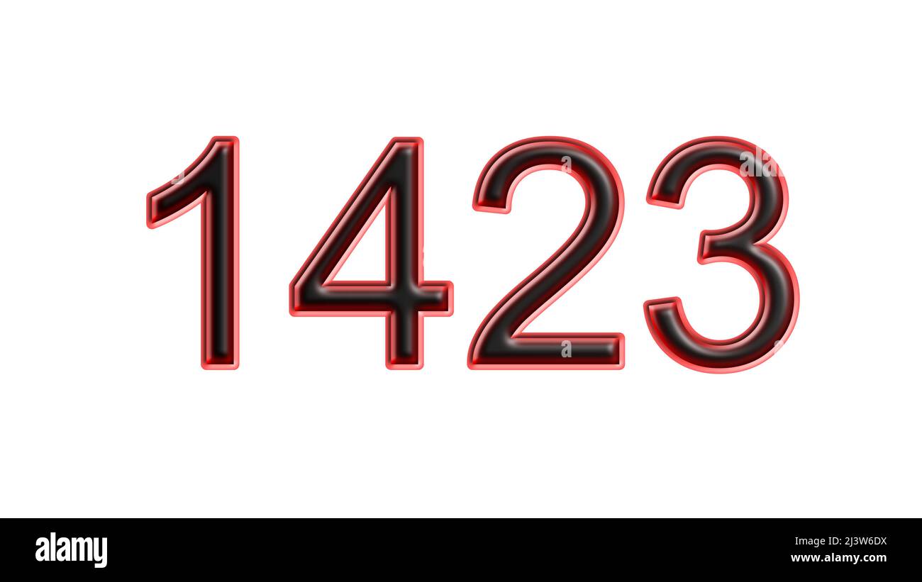red 1423 number 3d effect white background Stock Photo - Alamy