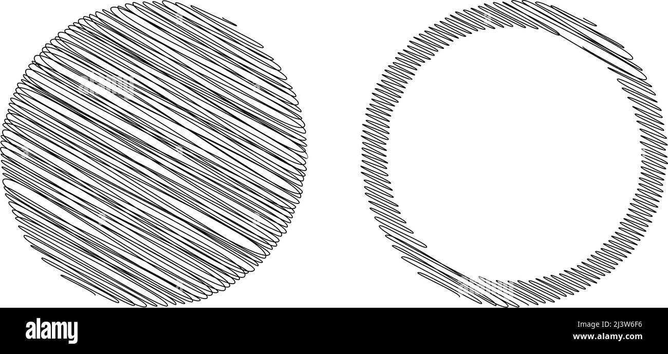 Circle and ring sketch, doodle, scrawl random lines vector elements ...