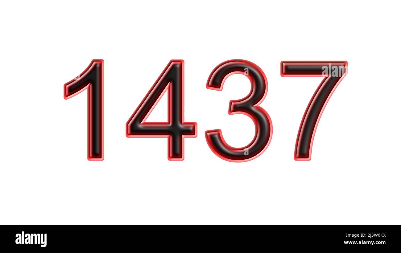 red 1437 number 3d effect white background Stock Photo - Alamy
