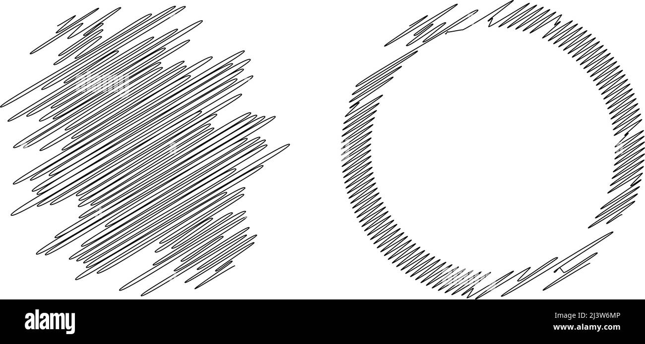 Circle and ring sketch, doodle, scrawl random lines vector elements ...