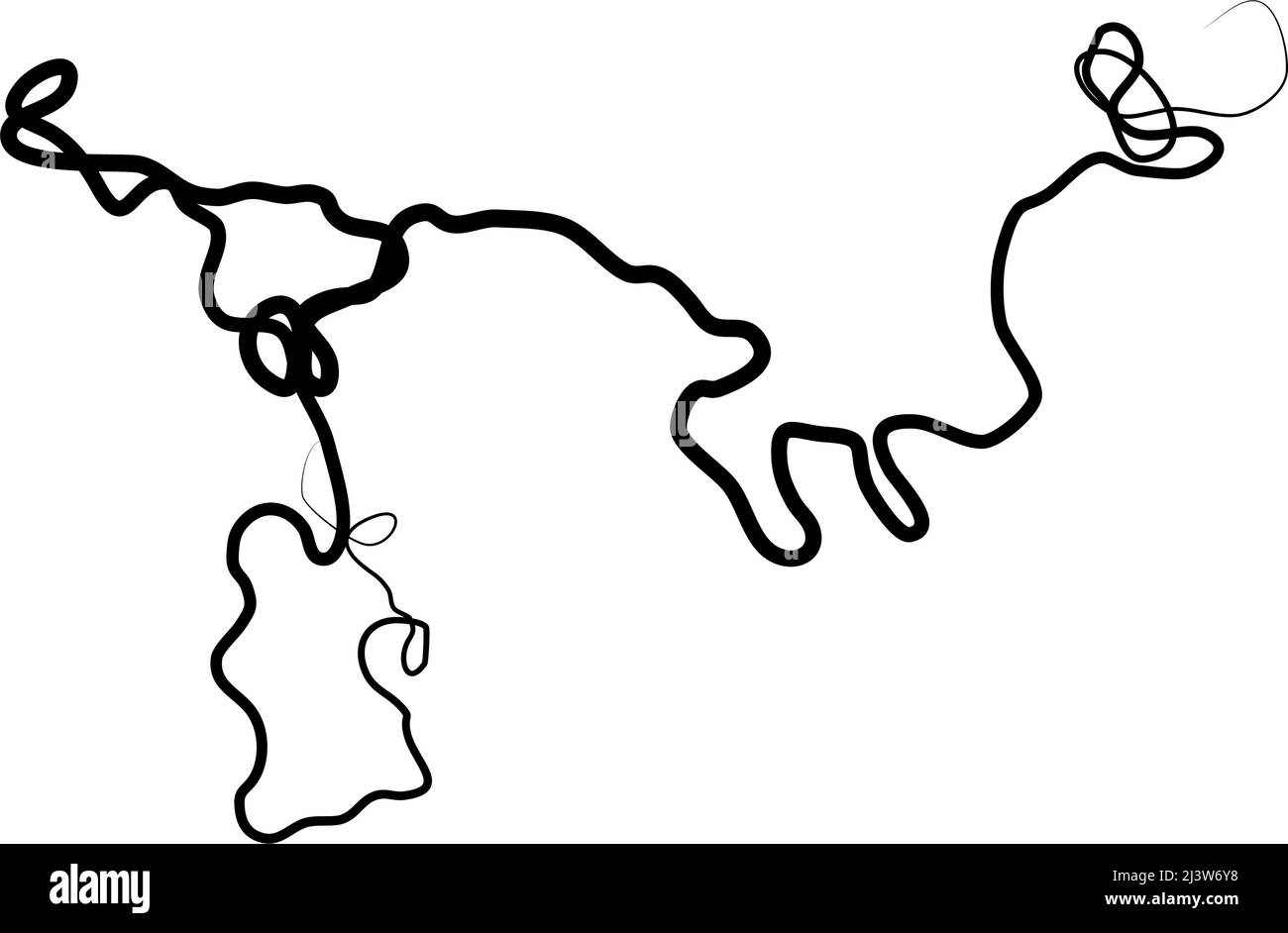 Wavy, waving, billowy, squiggle and squiggly line. Irregular random ...
