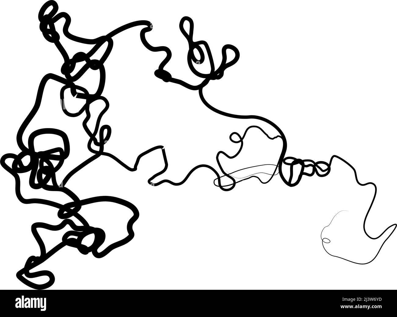 Wavy, waving, billowy, squiggle and squiggly line. Irregular random ...