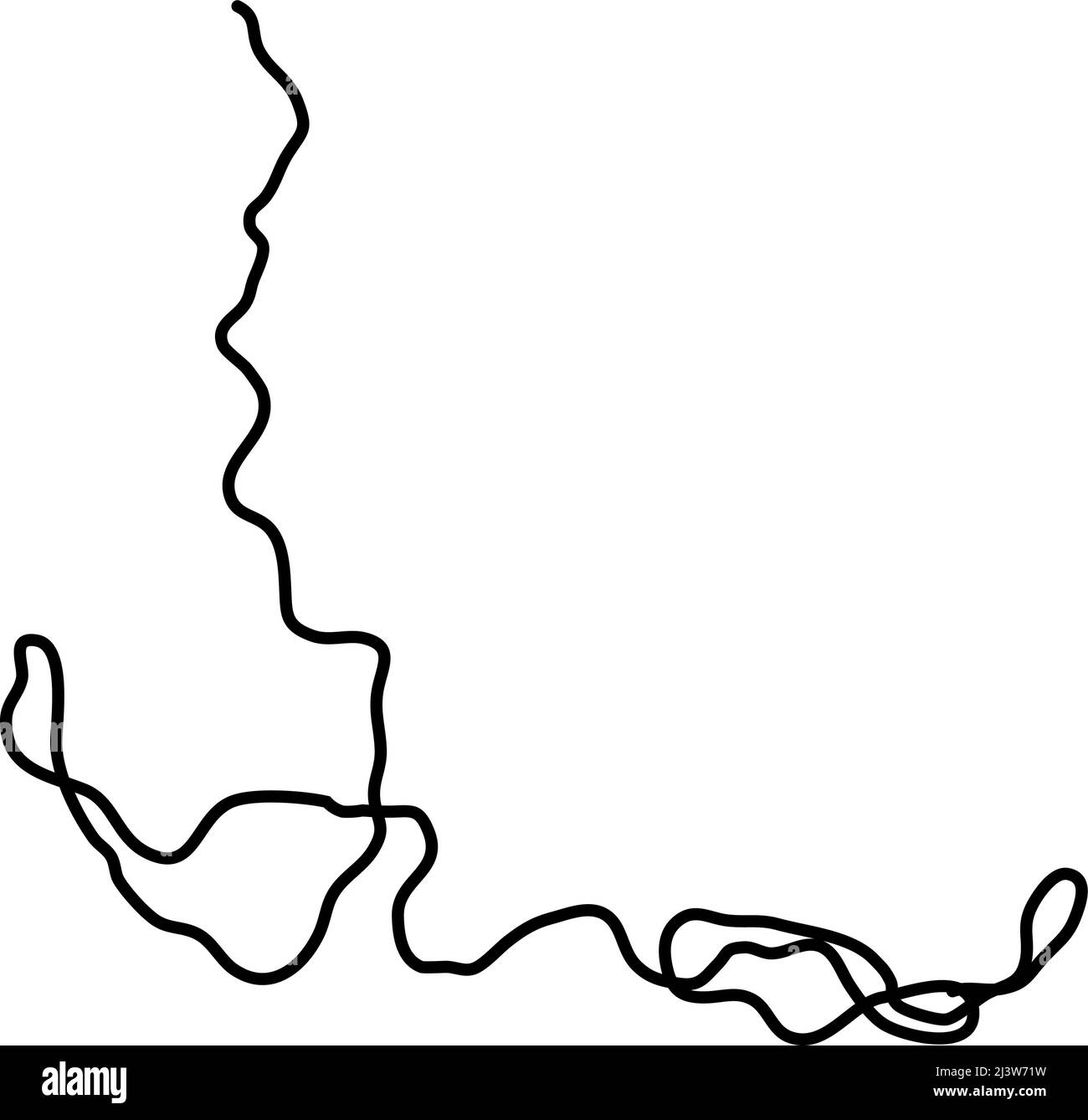 Wavy, waving, billowy, squiggle and squiggly line. Irregular random ...