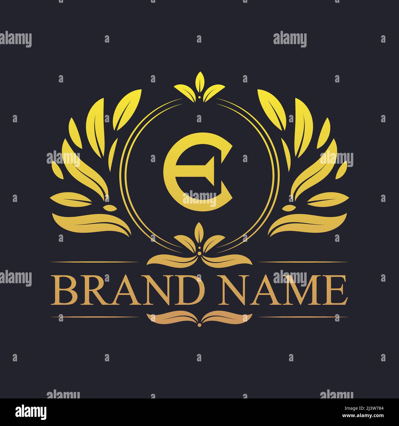 Golden vintage ornamental alphabet E logo design. Luxurious golden elegant letter E logo design ...