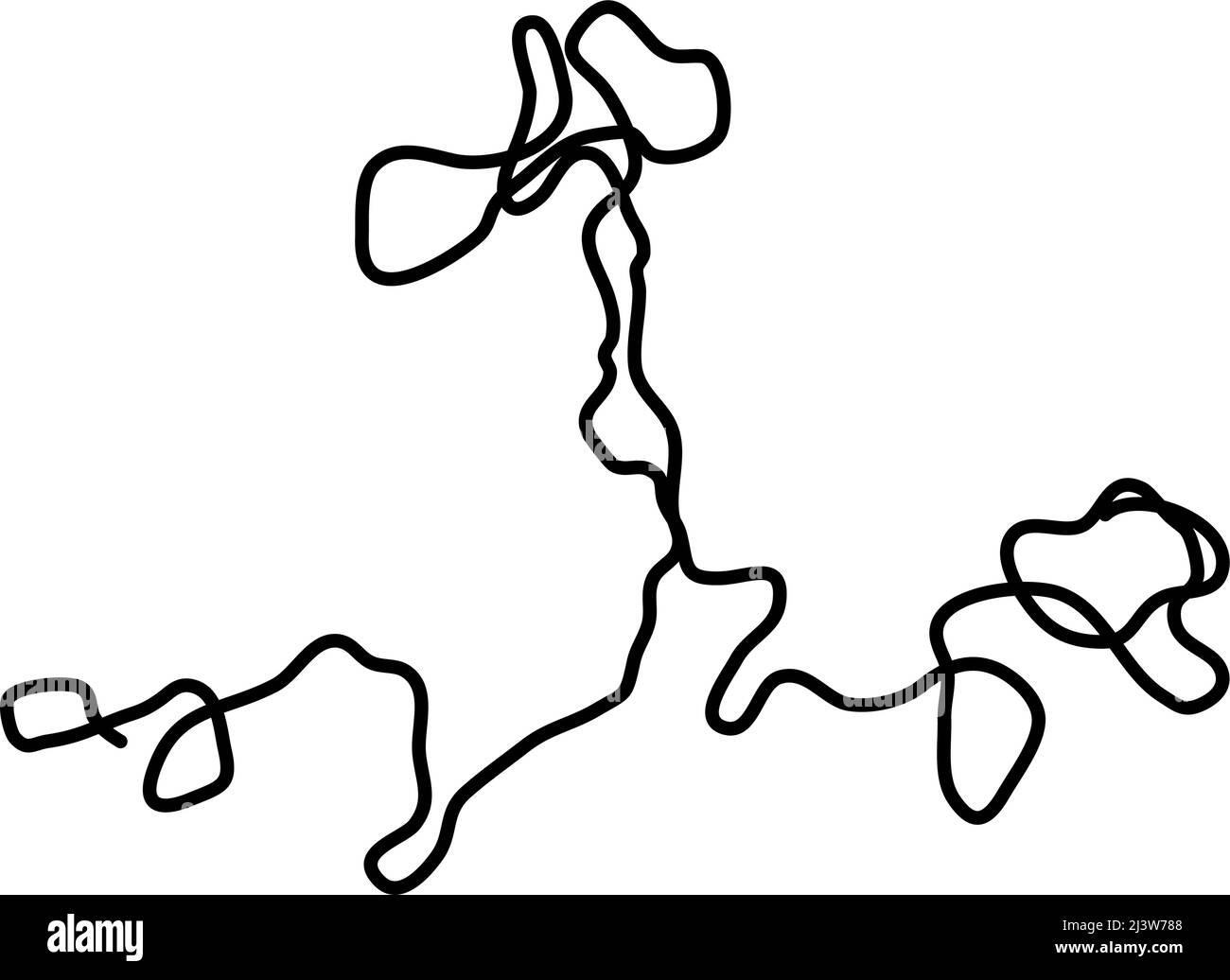 Wavy, waving, billowy, squiggle and squiggly line. Irregular random ...