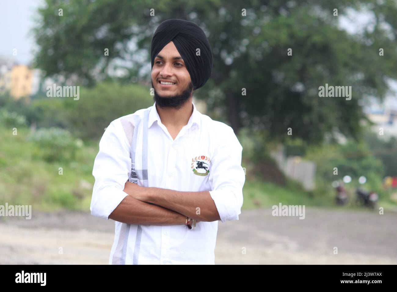 portrait of Young happy Indian sikh handsome man with smile, Mumbai ...