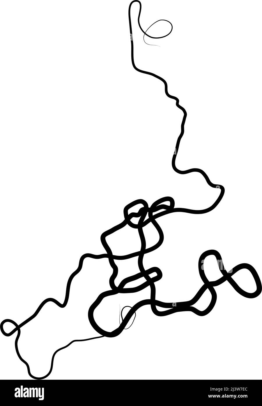 Wavy, waving, billowy, squiggle and squiggly line. Irregular random ...