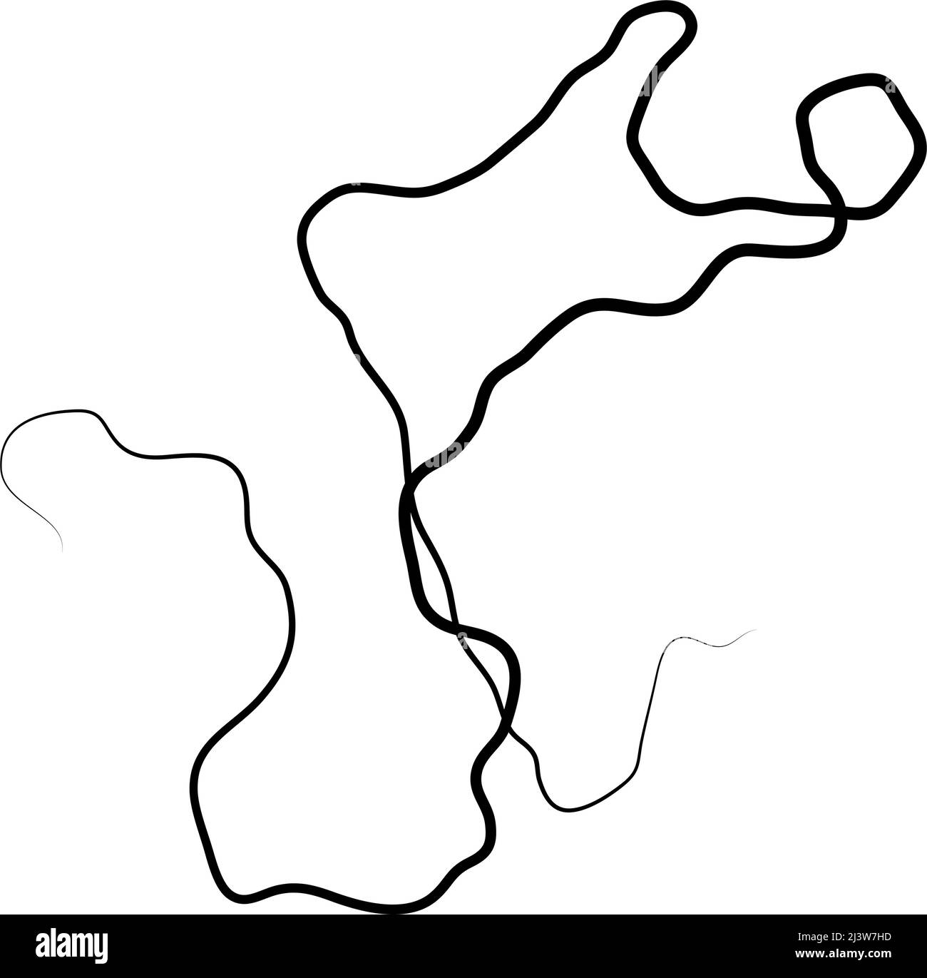 Wavy, waving, billowy, squiggle and squiggly line. Irregular random ...