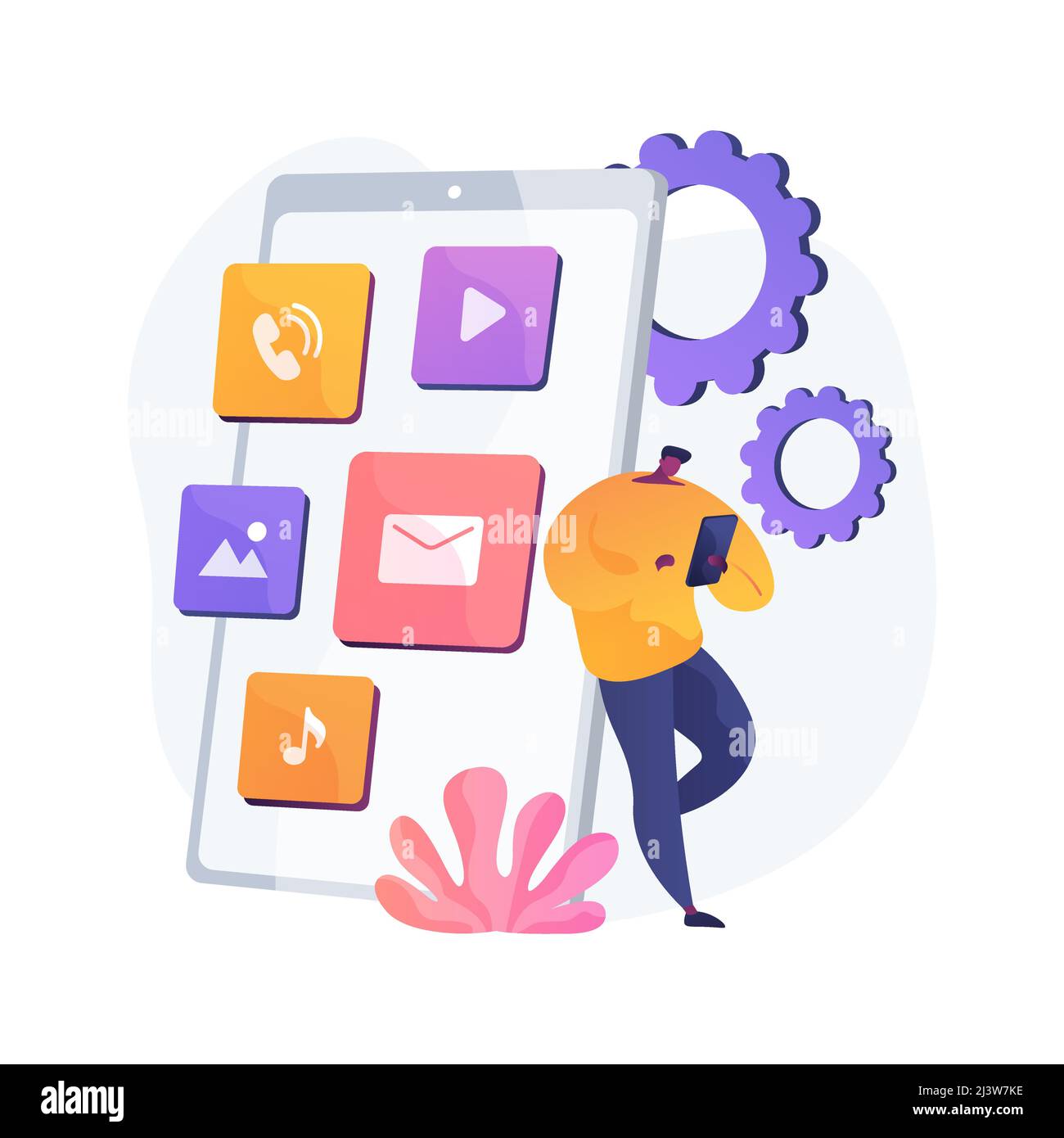 Native mobile app abstract concept vector illustration. Smartphone ...