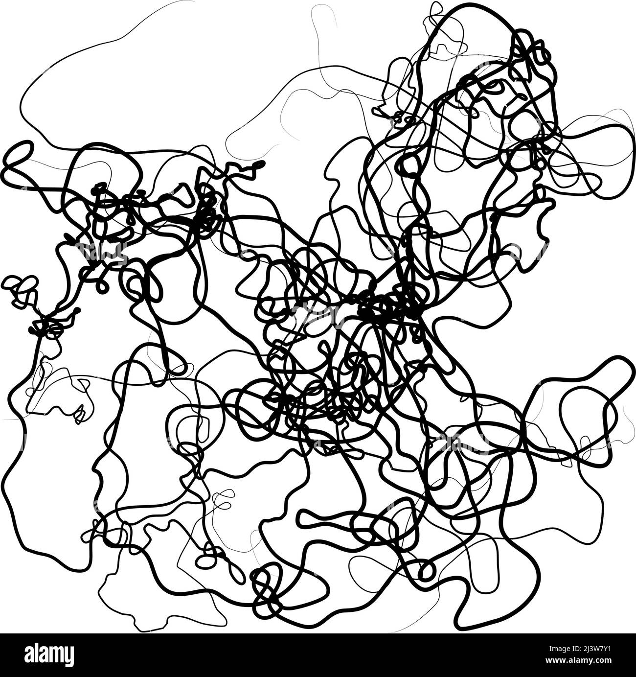 Wavy, waving, billowy, squiggle and squiggly line. Irregular random ...