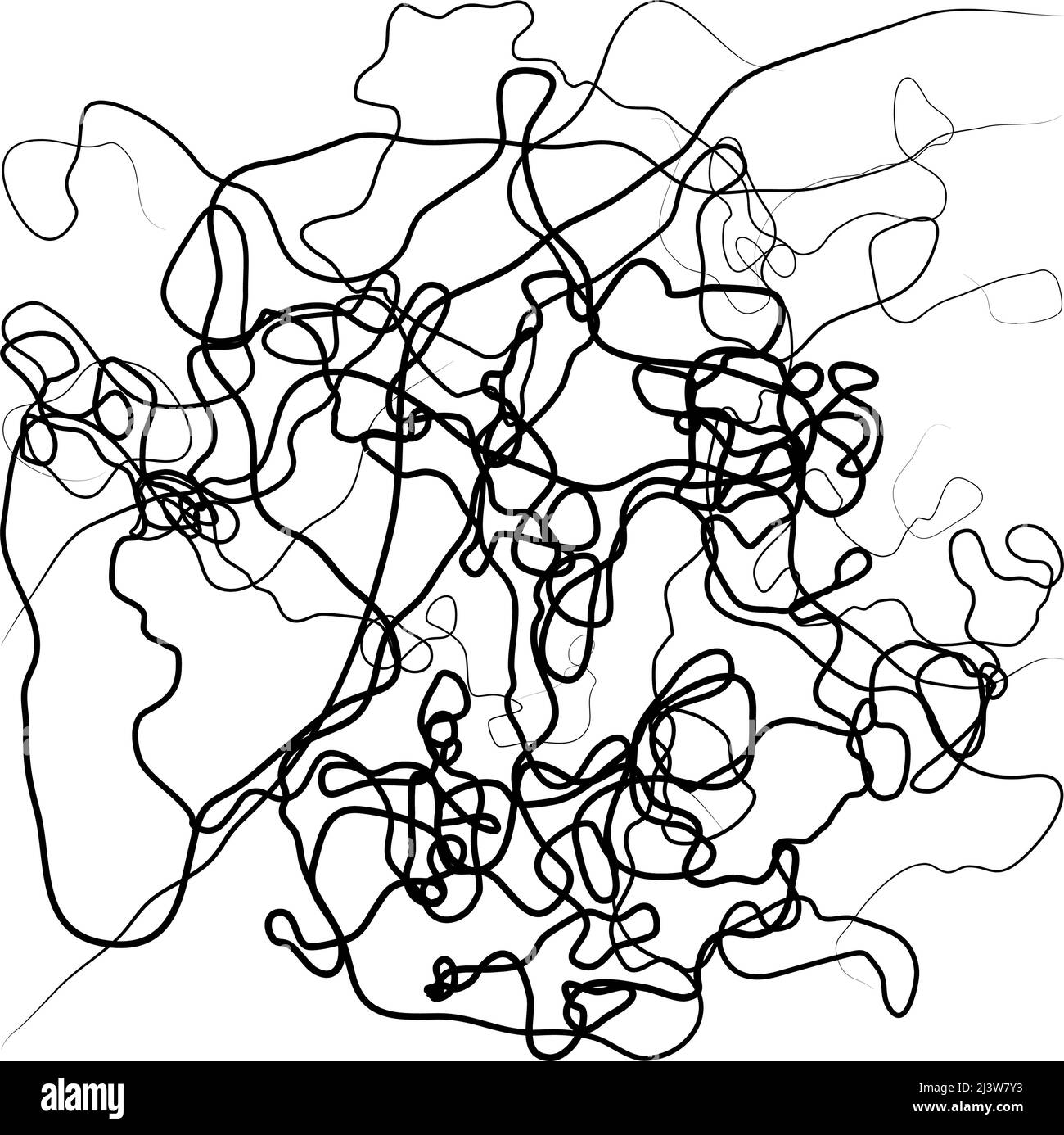 Wavy, waving, billowy, squiggle and squiggly line. Irregular random ...