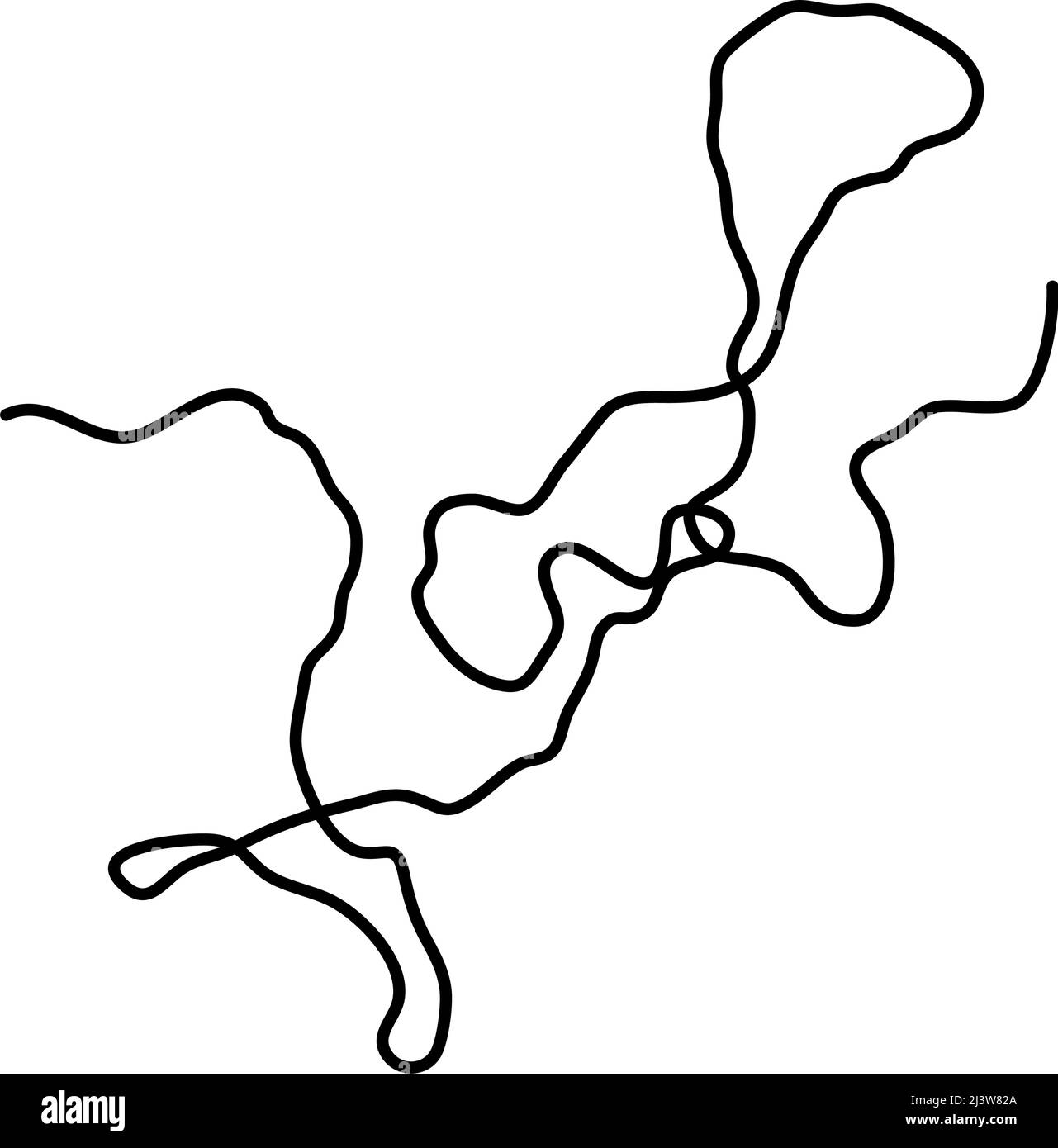 Wavy, waving, billowy, squiggle and squiggly line. Irregular random ...